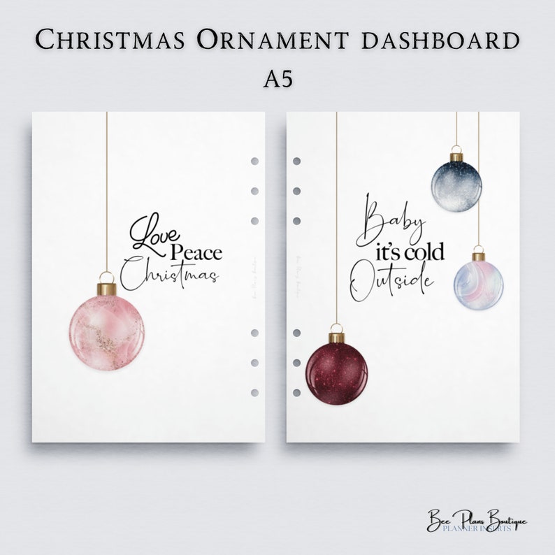 A5 Christmas Printable Planner Dashboard Baby It's Cold Outside Love ...