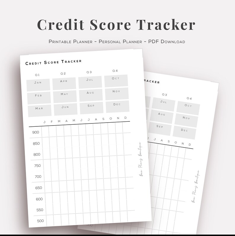 Personal Planner Printable Finance Credit Score Tracker Digital ...