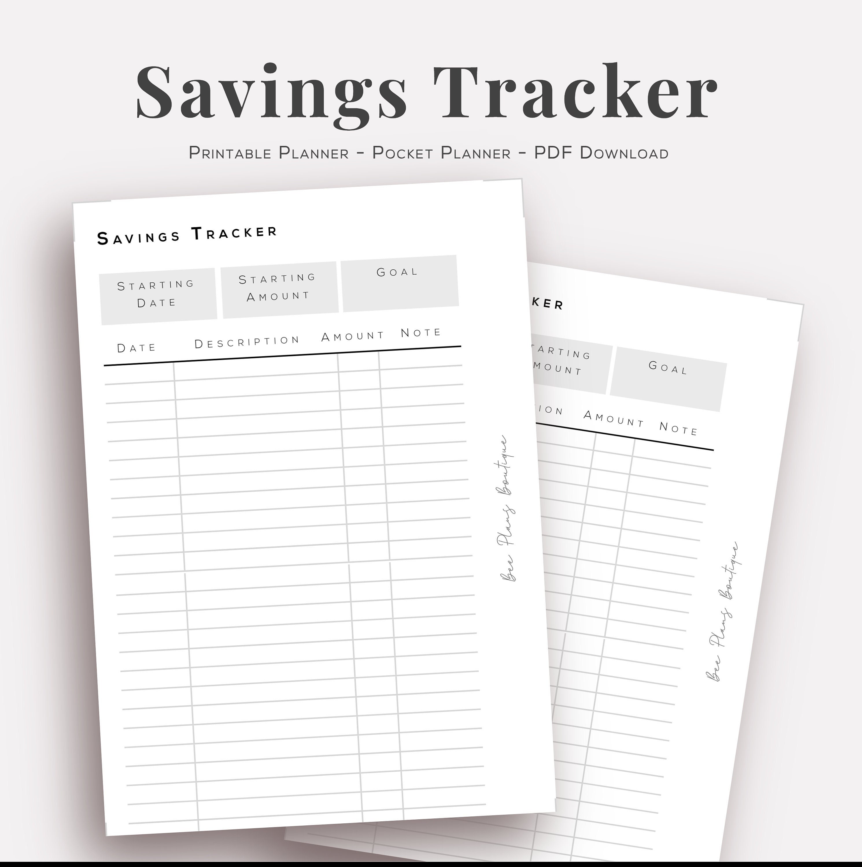 Pocket Planner Printable Savings Tracker Digital Download Monthly ...