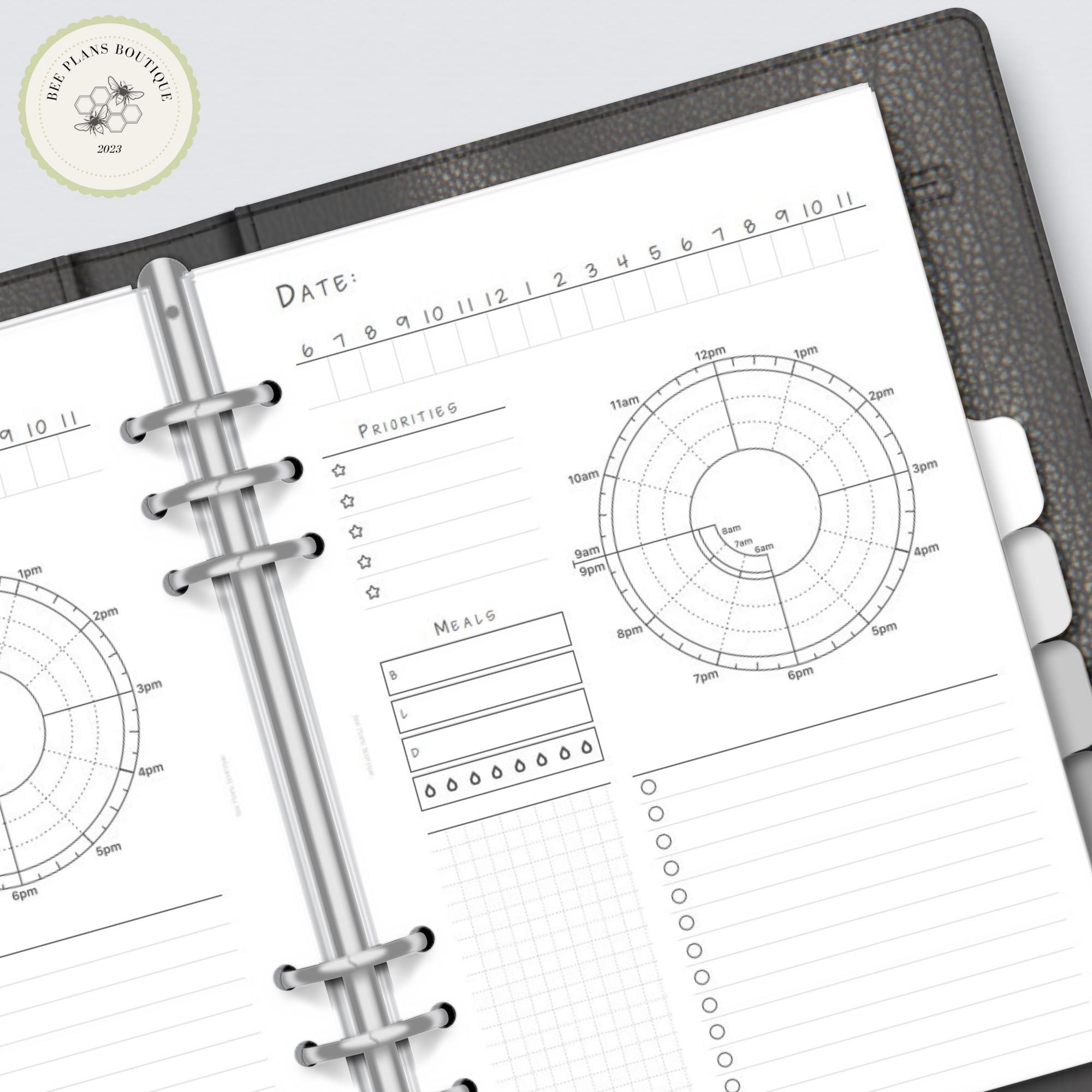 A5 Undated Daily Planner Printable 24-hour Tracker Circle With Jenplans ...
