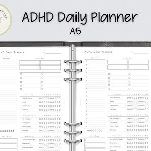 A5 ADHD Daily Planner Printable PDF Focus & Behavior Tracker Hourly ...