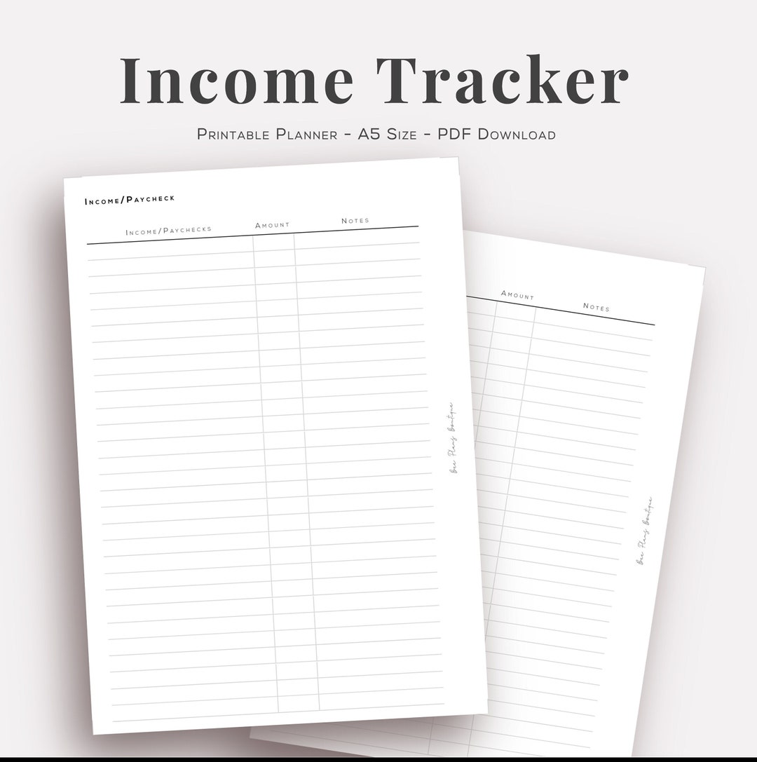 A5 Printable Income/paycheck Tracker Planner Insert Digital Download ...
