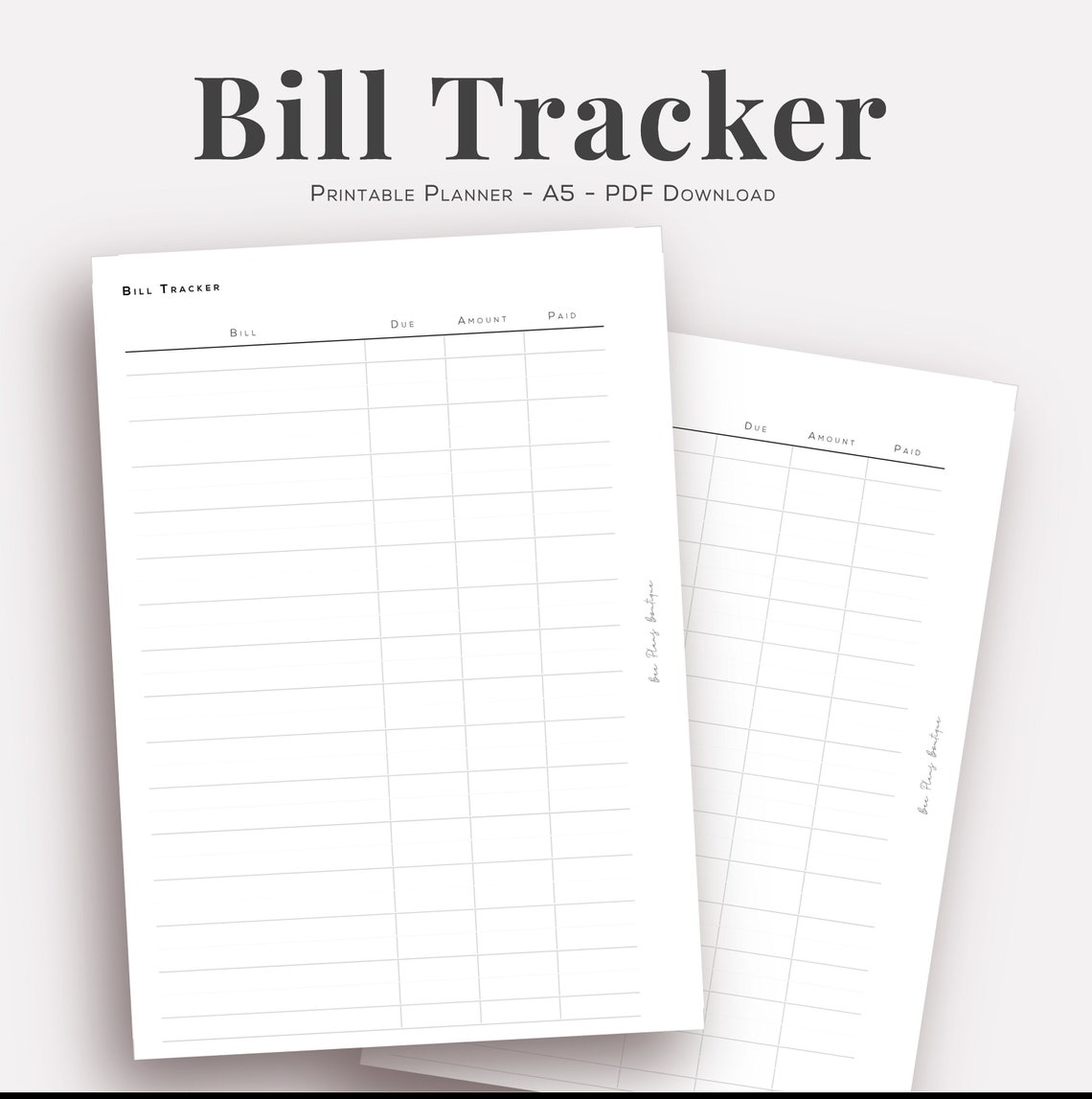A5 Bill Tracker Printable Bill Tracker Printable Budget Inserts Budget ...