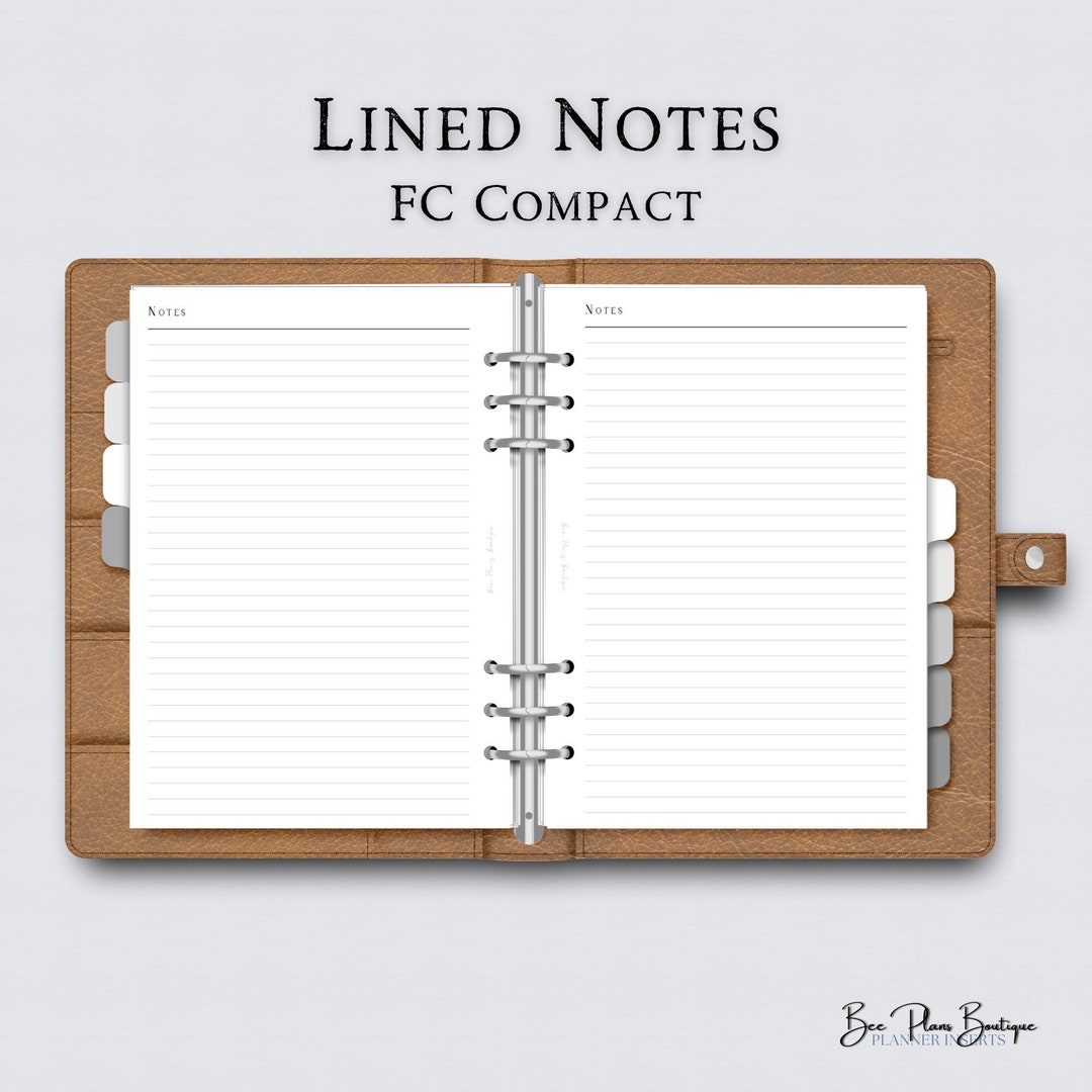 FC Compact Printable Sleek & Elegan Lined Notes Planner Insert ...