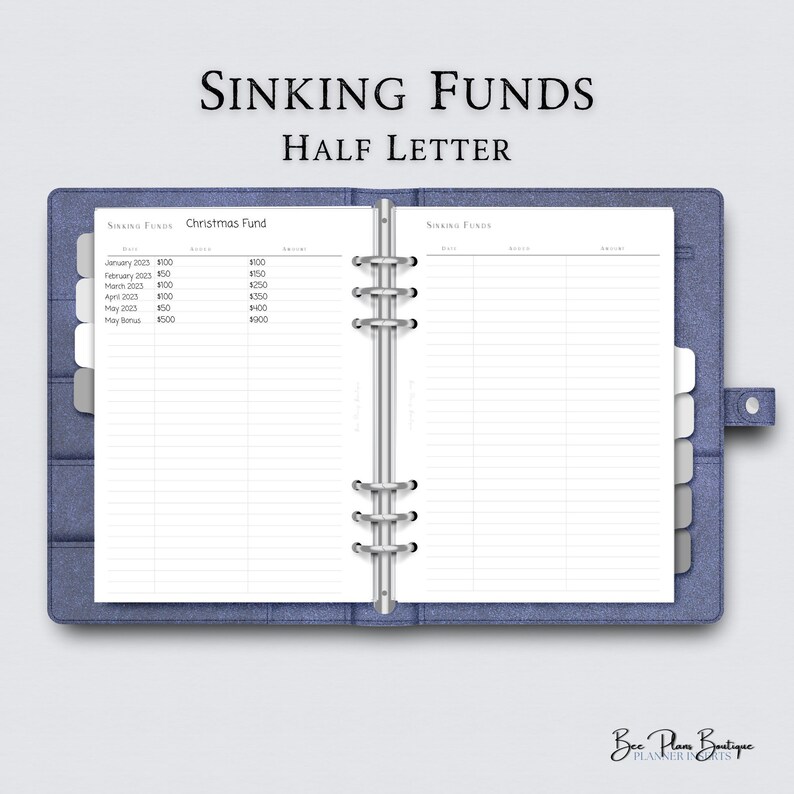 Half Letter Planner Sinking Funds Printable Insert Sinking Funds Planner Sinking Funds Insert ...