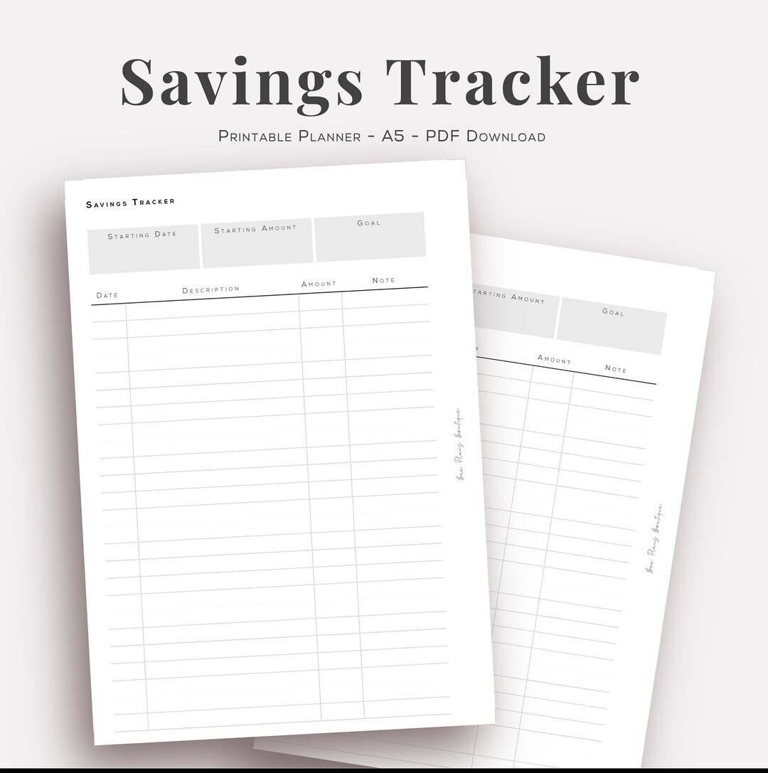 A5 Printable Savings Tracker Digital Download Monthly Savings Planner ...