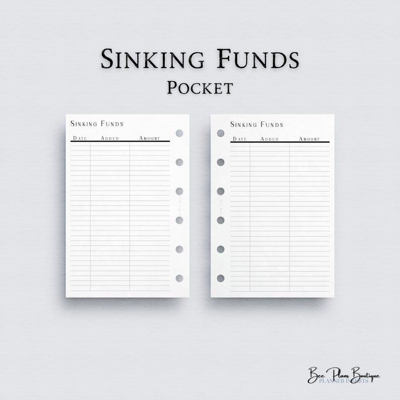 Pocket Planner Sinking Funds Printable Insert Sinking Funds - Etsy