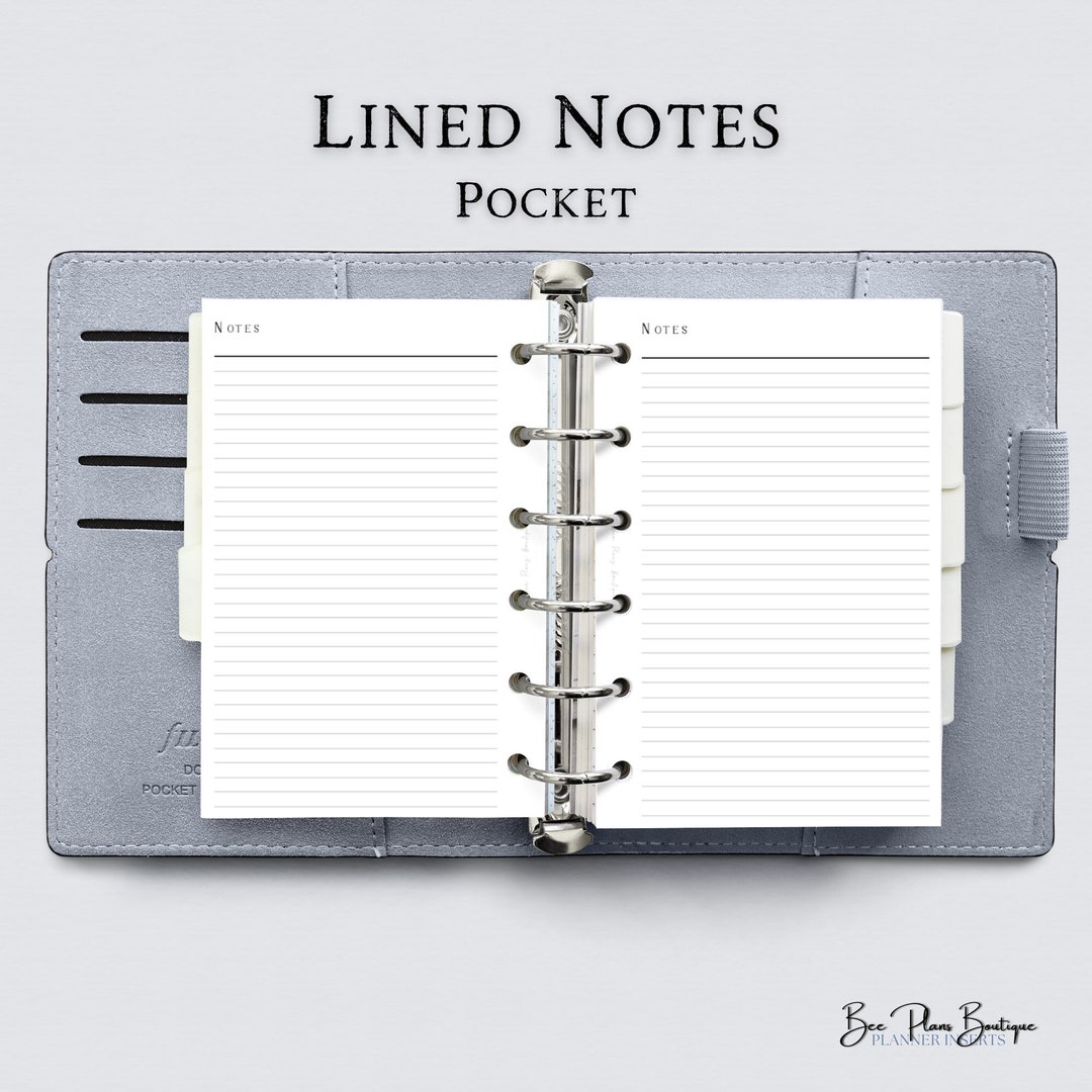 Pocket Planner Printable Lined Notes Planner Insert Printable Planner ...