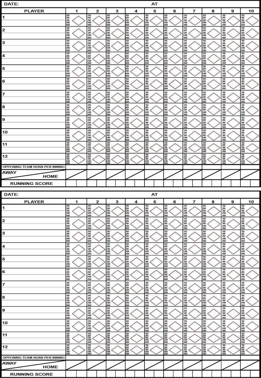 Half Sheet Baseball/softball Scorecard - Etsy