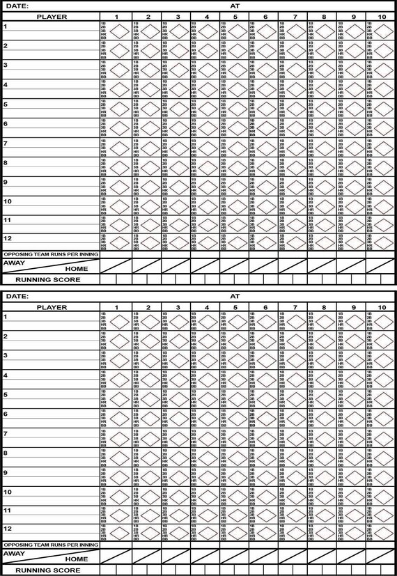 Half Sheet Baseball/softball Scorecard - Etsy