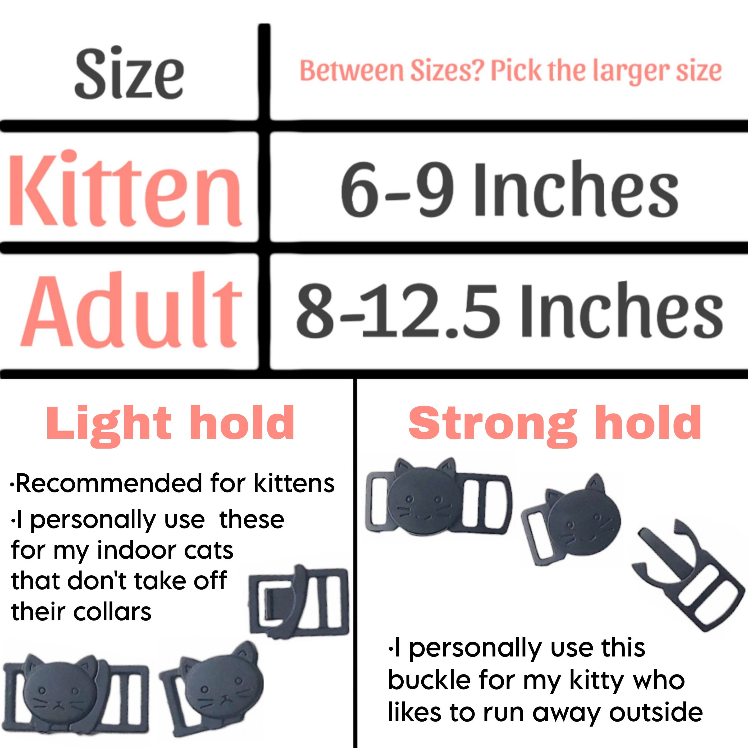 Cat Collar, Adjustable, Breakaway, Adult & Kitten Sizes - Etsy