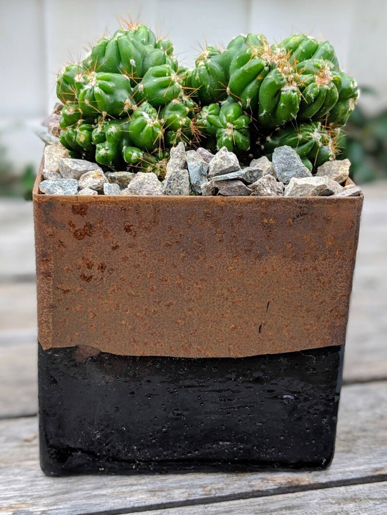 4 Square Corten Steel Cube Planter Pot Organizer With - Etsy