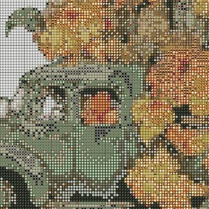 Pcp0010_flower Truck, Full Coverage Cross Stitch Pattern PDF, Cross ...