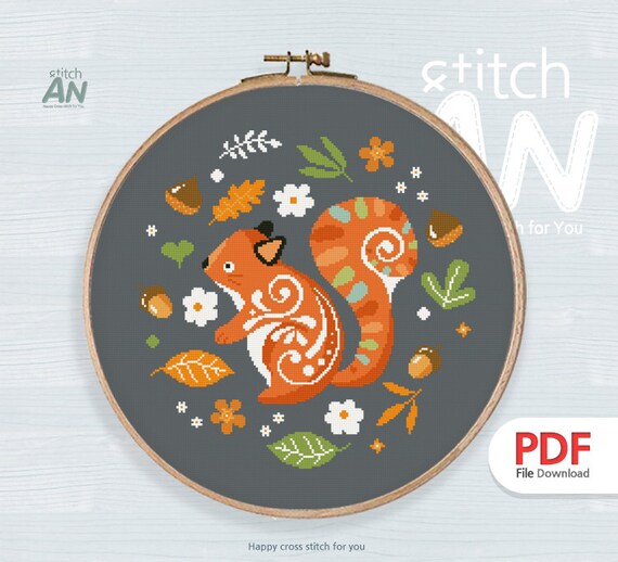 Squirrel Cross Stitch Pattern Pdfcross Stitch Chartcounted - Etsy