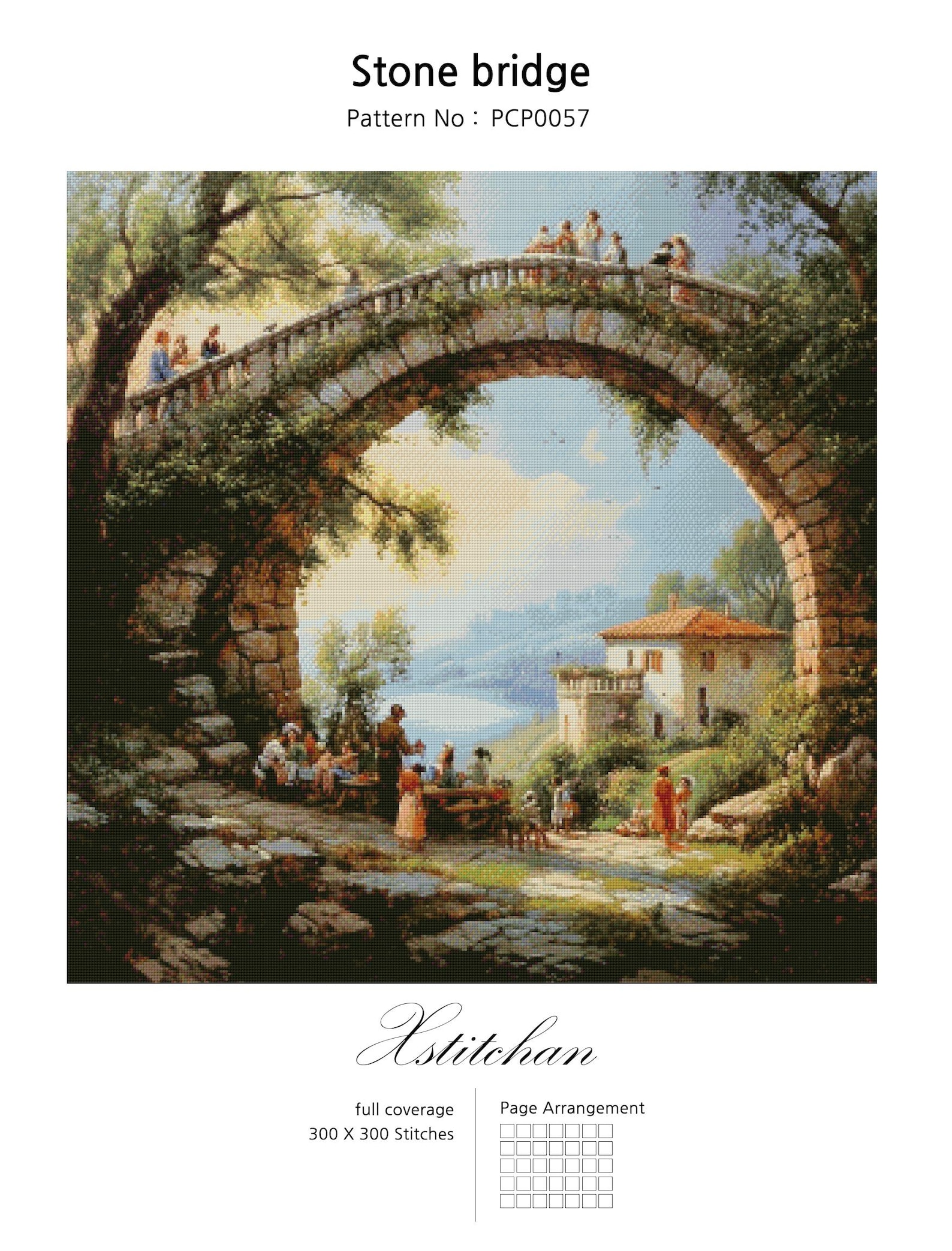 PCP0057 Stone Bridge PDF Full Coverage Cross Stitch Pattern Instant ...