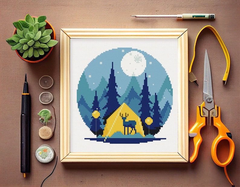 Anp212_camping_cross Stitch Pattern Pdfcross Stitch - Etsy