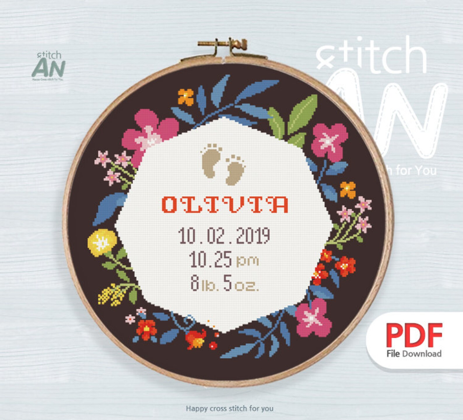 ANP130_BABY Birth_cross Stitch Pattern PDF | Etsy