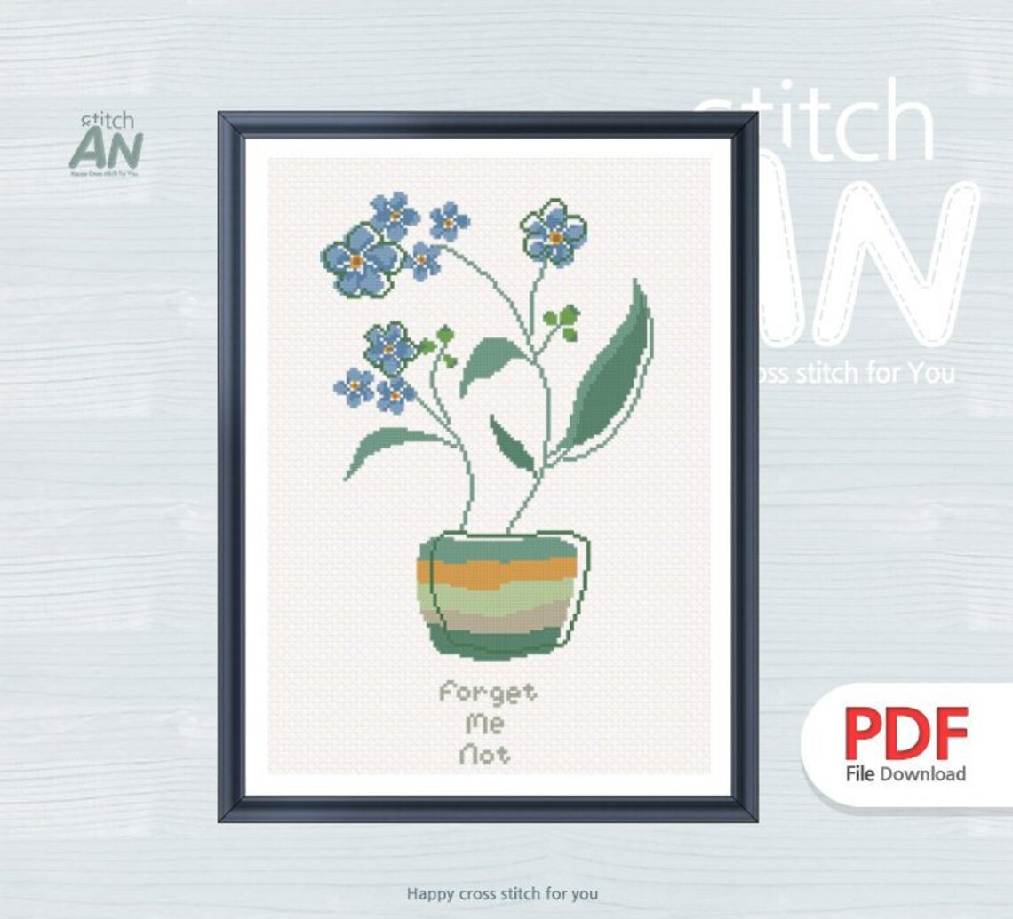 Forget Me Not Cross Stitch Pattern Pdfcross Stitch | Etsy