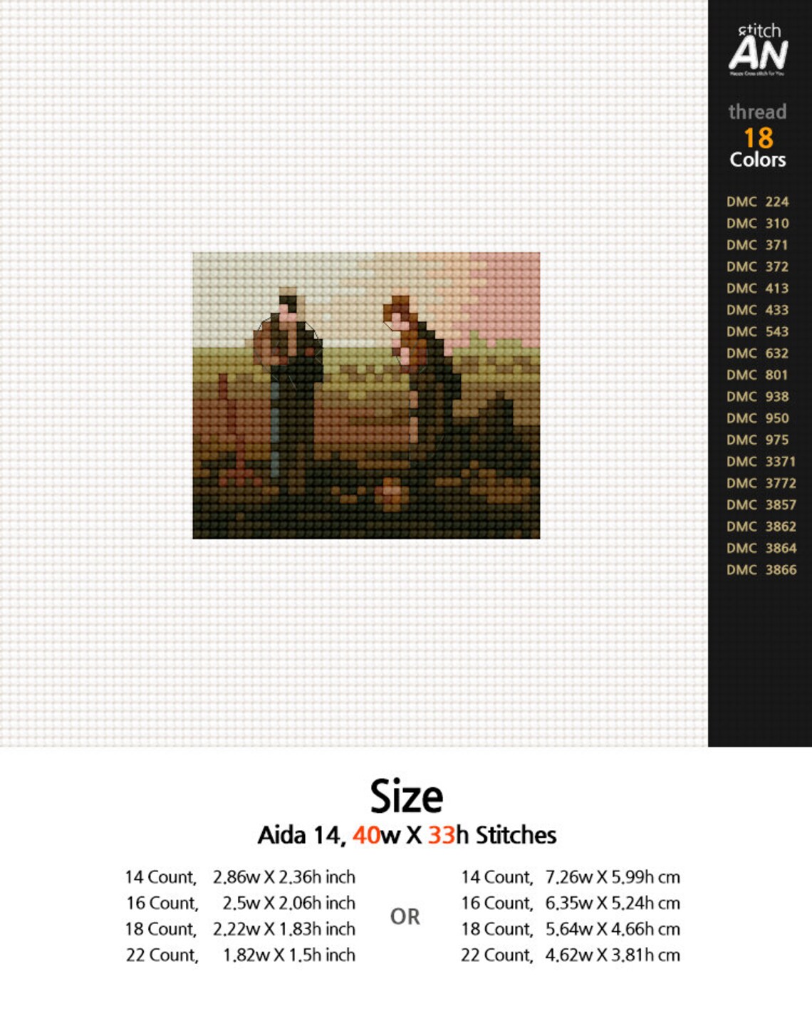 Millet 'l'angélus' Cross Stitch Pattern Pdf Modern | Etsy