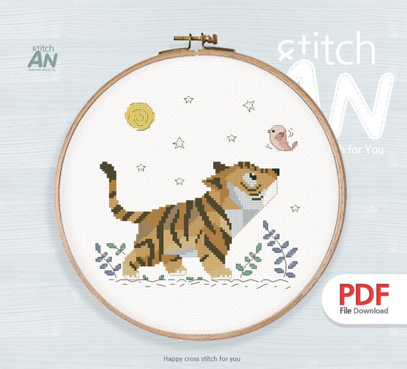 TIGER Cross Stitch Pattern Pdfcross Stitch Chartcounted - Etsy