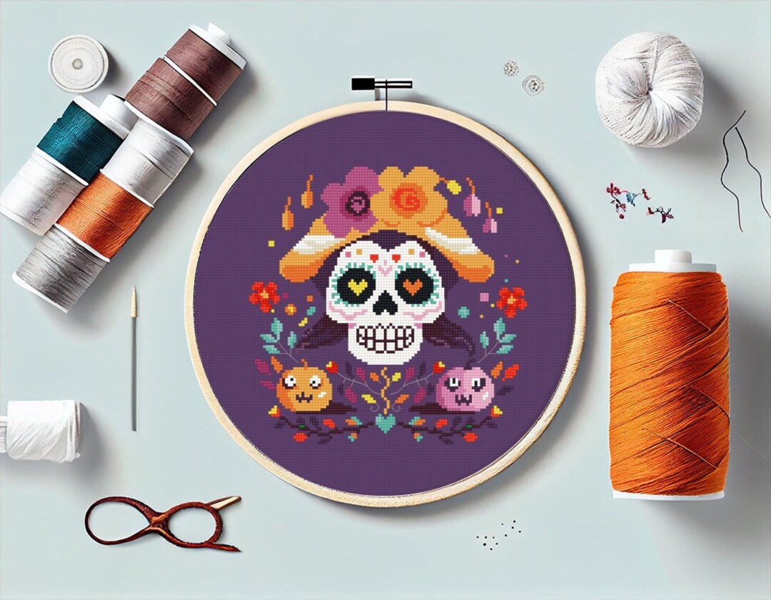 Anp217_day of the Dead_cross Stitch Pattern Pdf,cross Stitch Chart ...