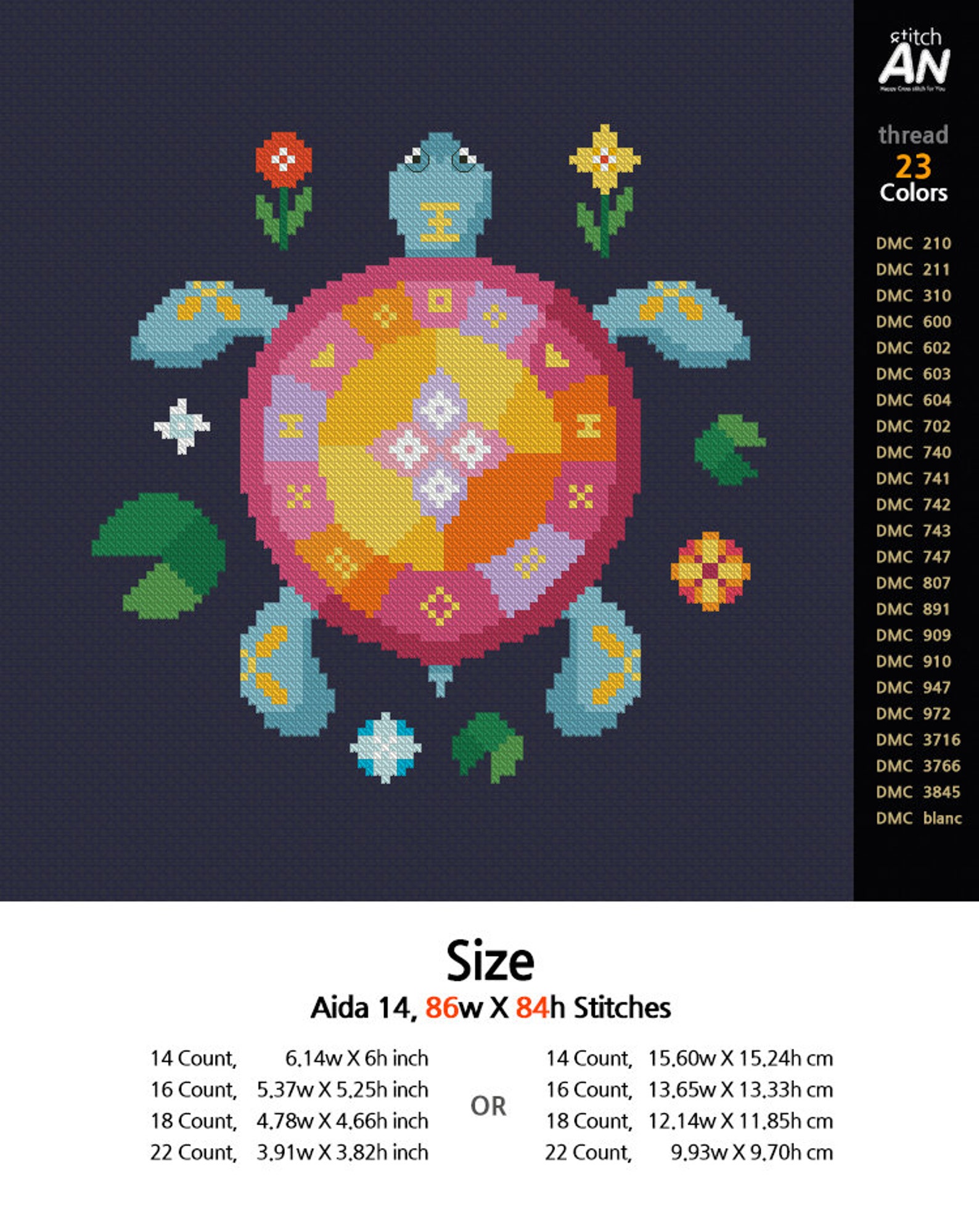 Turtle Cross Stitch Pattern Pdfcross Stitch Chartcounted | Etsy
