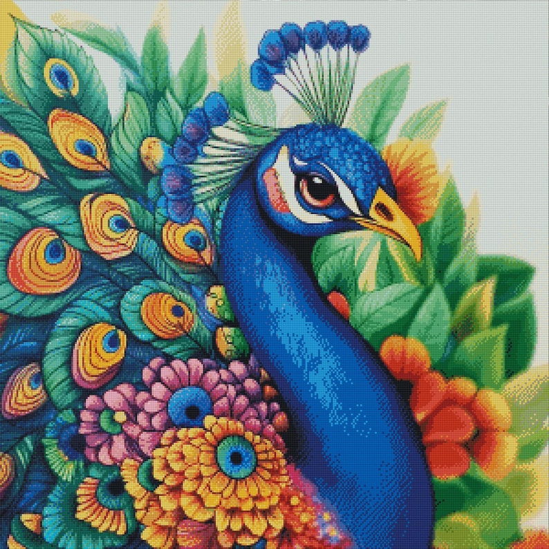 PCP0147 Peacock Full Coverage Cross Stitch Pattern PDF Cross Stitch ...