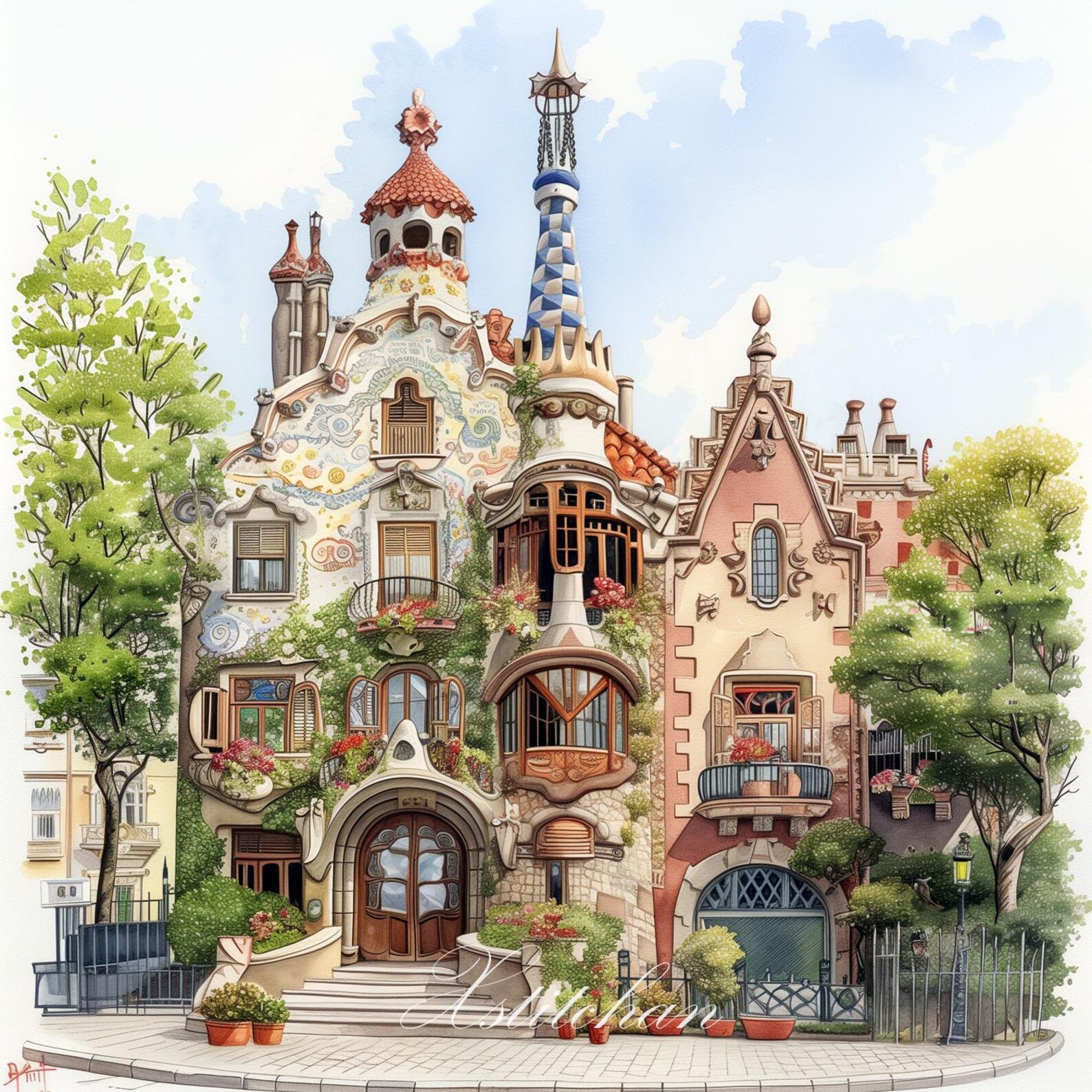 PCP0218 Gaudi Architecture Full Coverage Cross Stitch Pattern PDF Cross ...