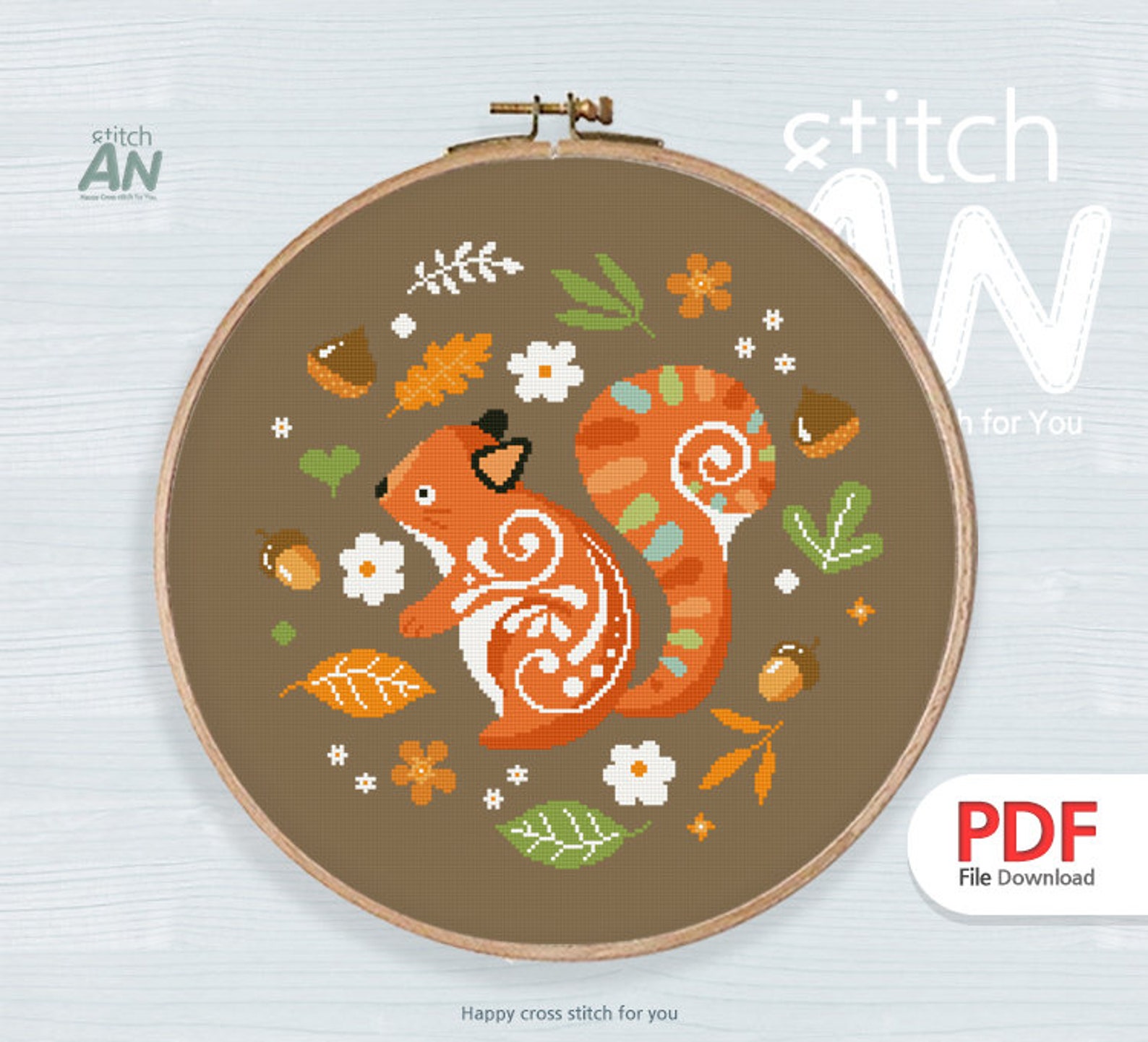 Squirrel Cross Stitch Pattern Pdfcross Stitch Chartcounted - Etsy