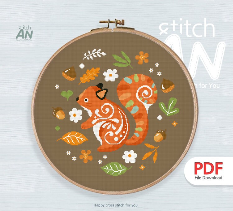 Squirrel Cross Stitch Pattern Pdfcross Stitch Chartcounted - Etsy