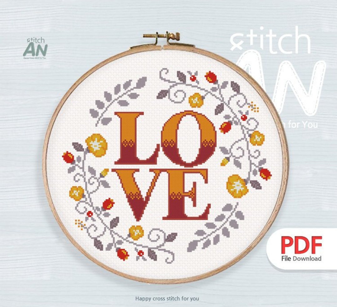 LOVE Cross Stitch Pattern Pdf,cross Stitch Chart,counted Cross Stitch ...