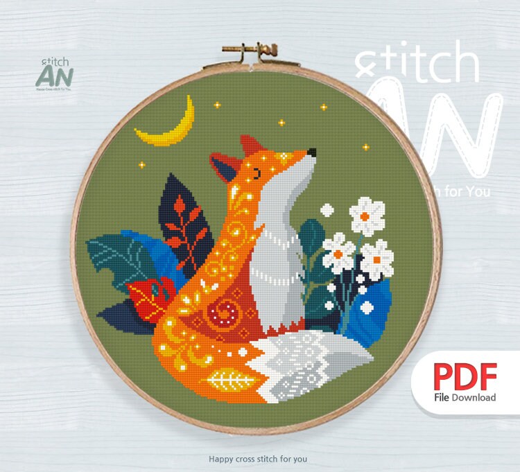 FOX Cross Stitch Pattern Pdfcross Stitch Chartcounted Cross | Etsy