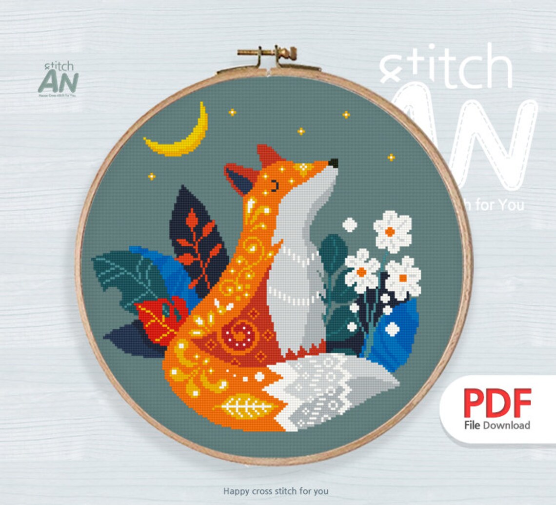 FOX Cross Stitch Pattern Pdfcross Stitch Chartcounted Cross | Etsy