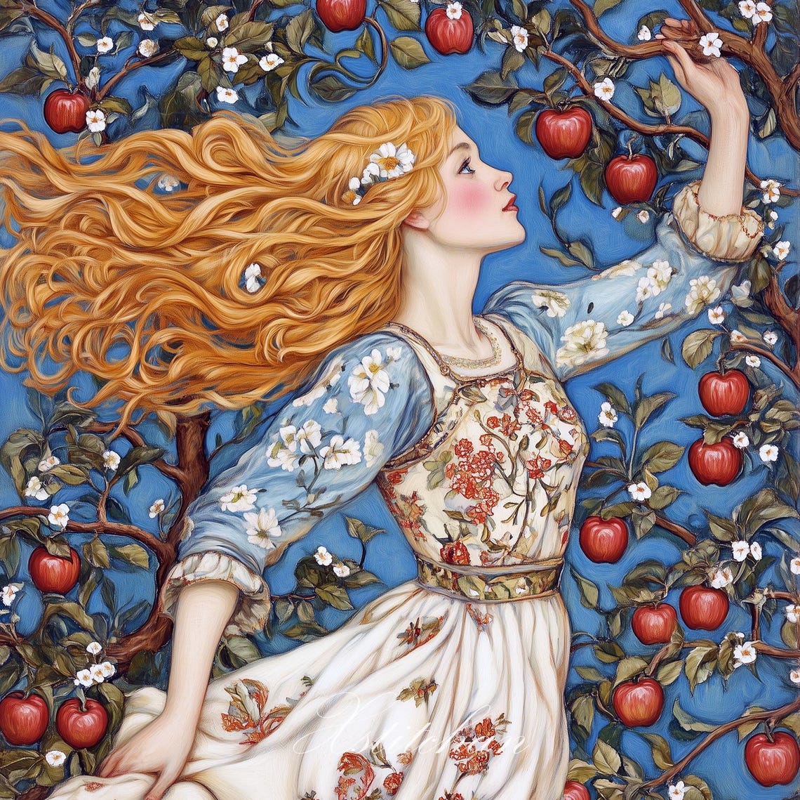 PCP0205 Apple Tree Girl Full Coverage Cross Stitch Pattern PDF Cross ...