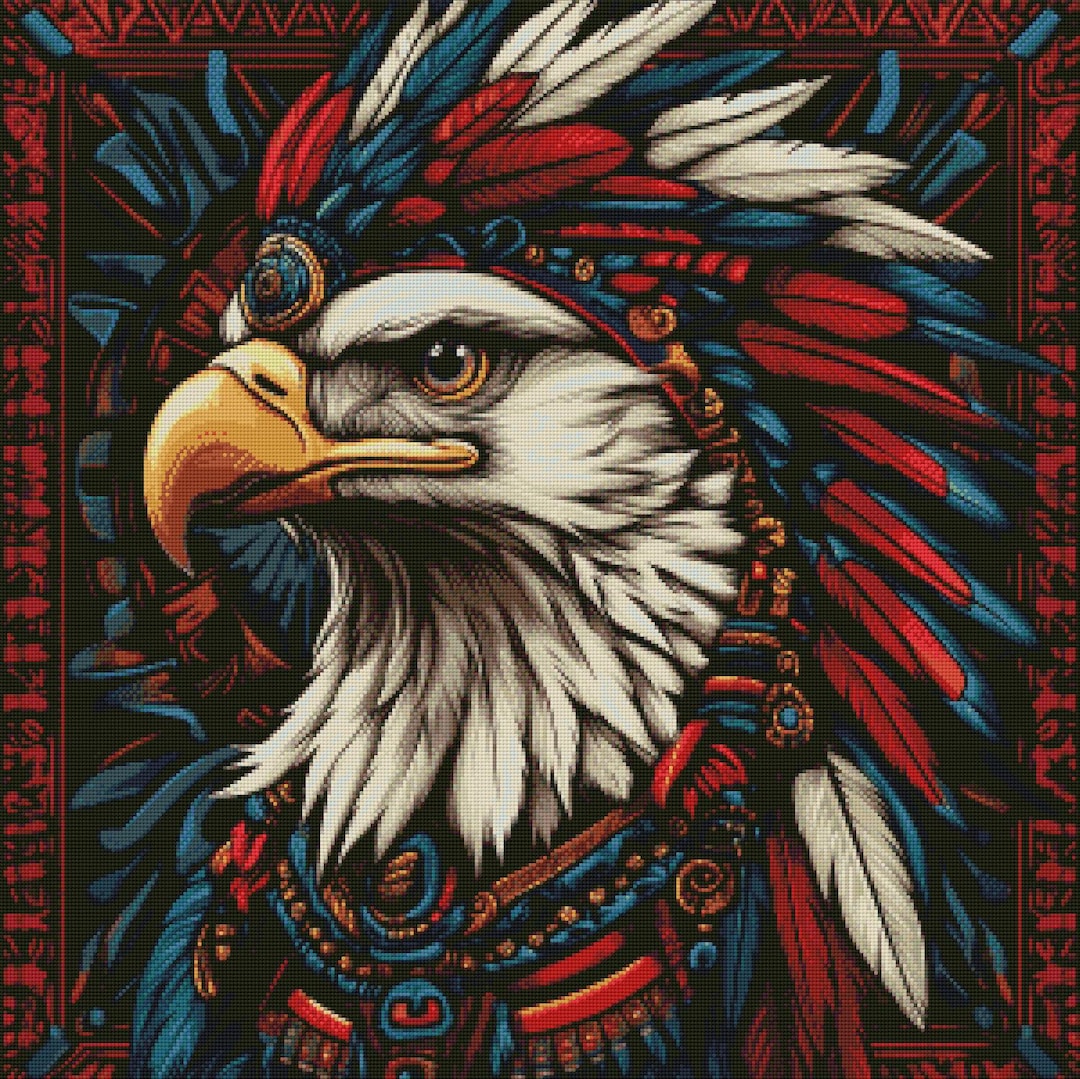 PCP0079 Aztec Eagle PDF Full Coverage Cross Stitch Pattern Instant ...