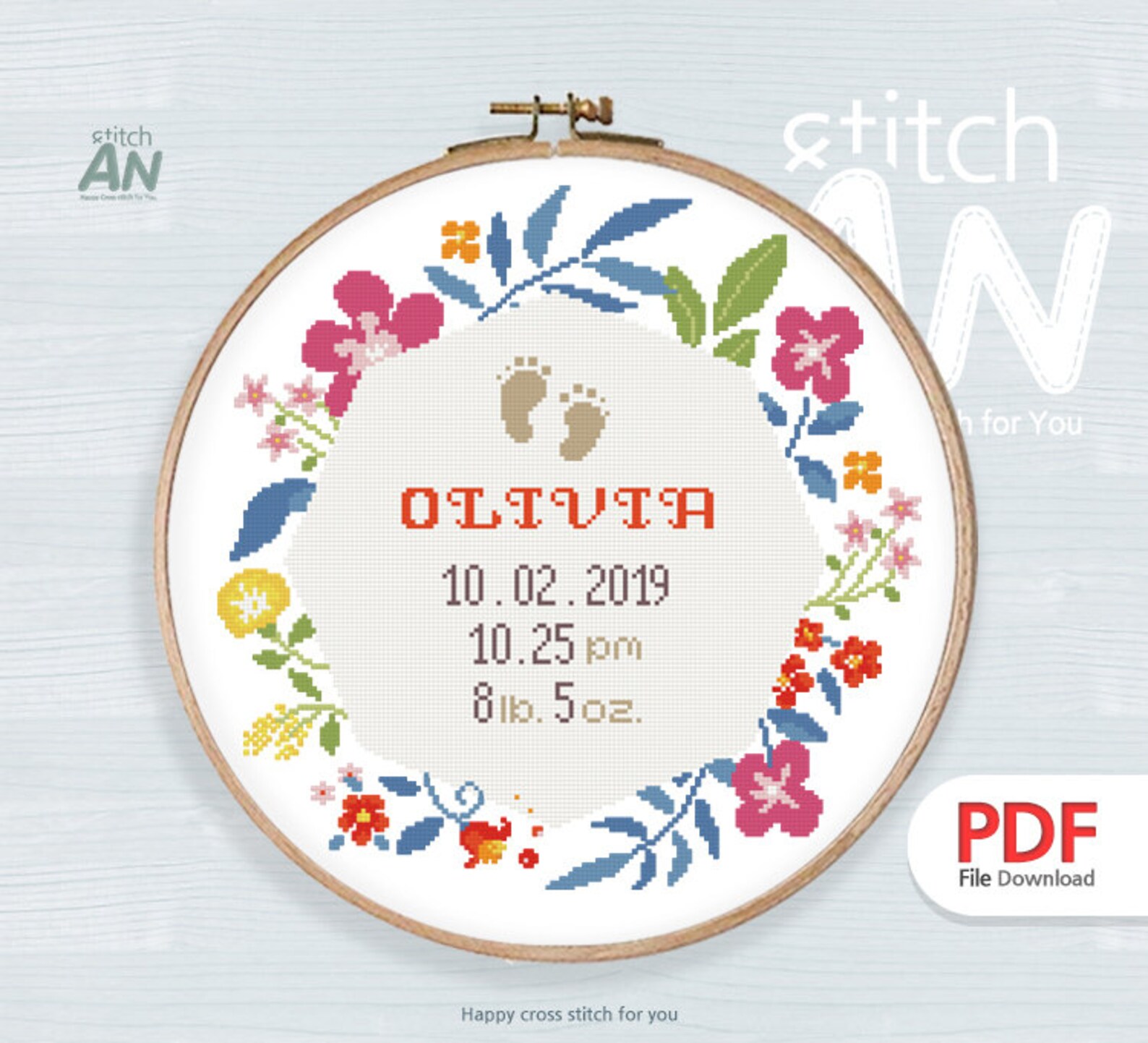 ANP130_BABY Birth_cross Stitch Pattern PDF - Etsy