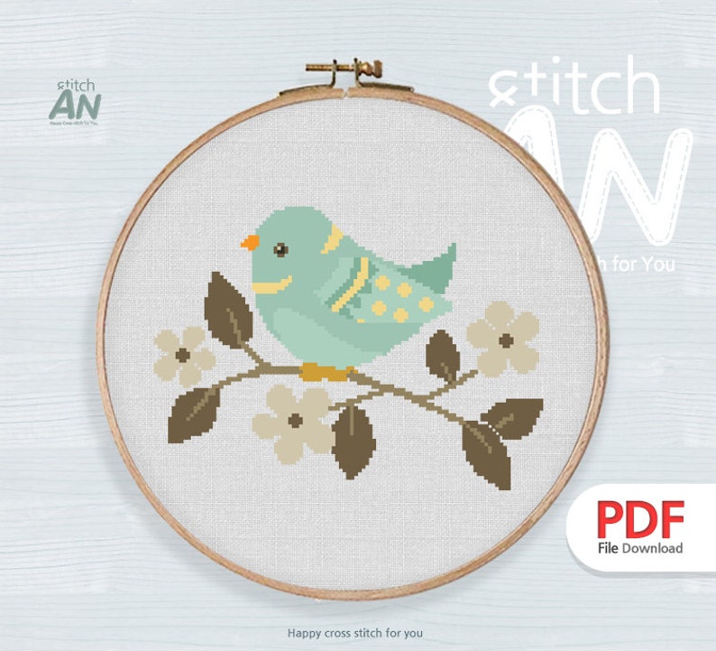 BIRD cross stitch pattern PDFCross Stitch chartCounted Cross | Etsy