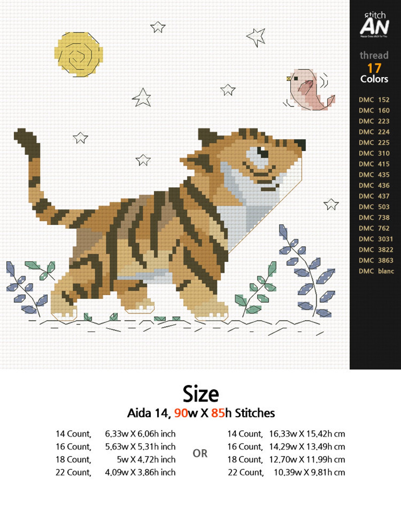 TIGER Cross Stitch Pattern Pdfcross Stitch Chartcounted - Etsy