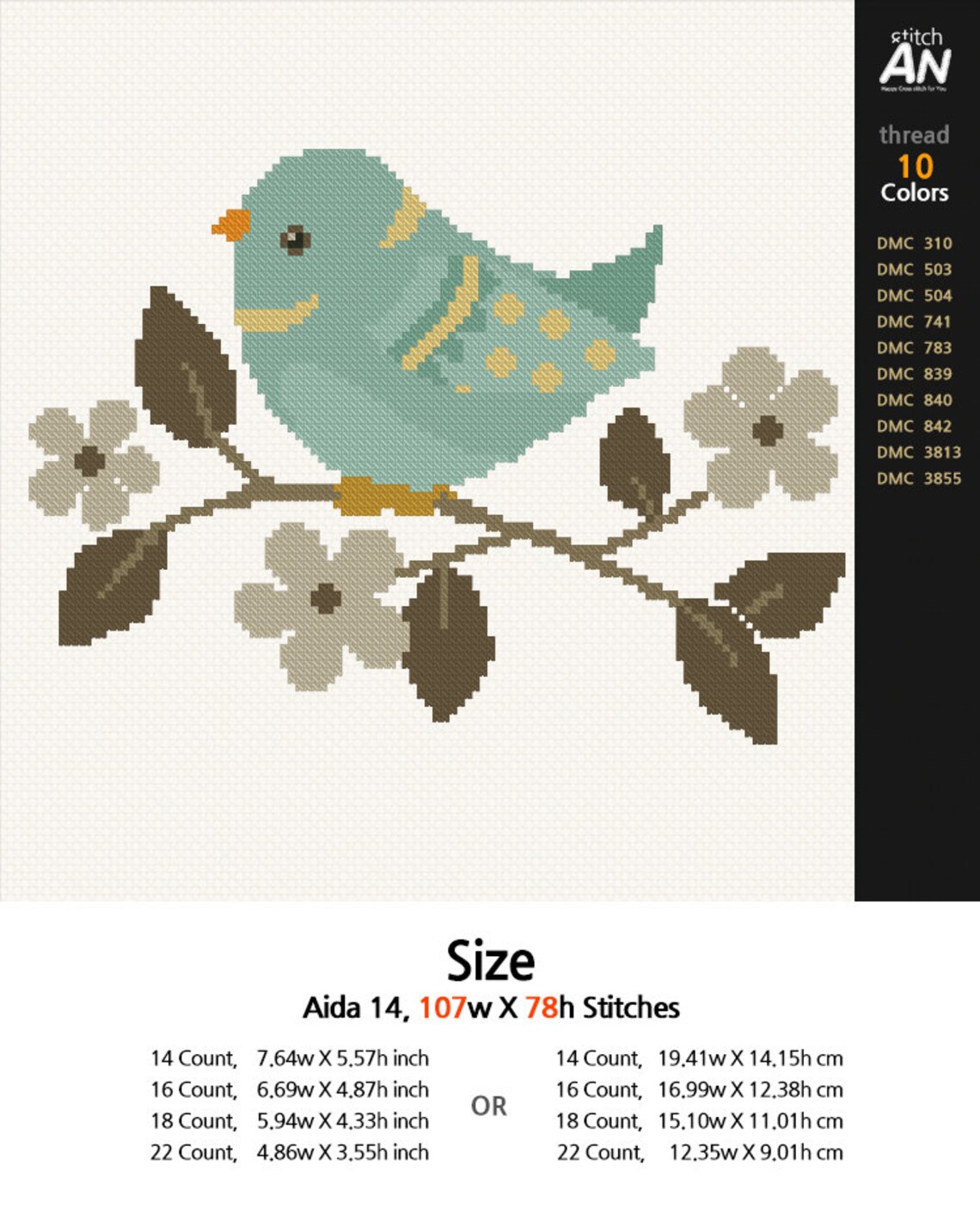 BIRD Cross Stitch Pattern Pdfcross Stitch Chartcounted Cross - Etsy