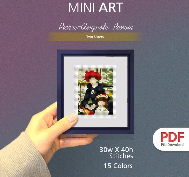 Renoir 'two Sisters' Cross Stitch Pattern Pdf Modern | Etsy