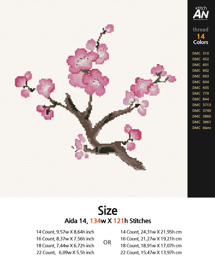 Ume Flower Cross Stitch Pattern Pdfcross Stitch Chartcounted - Etsy