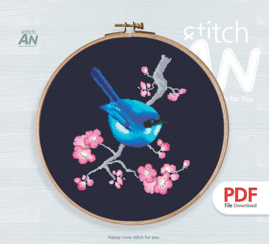 Bluebird Cross Stitch Pattern Pdf,cross Stitch Chart,counted Cross ...