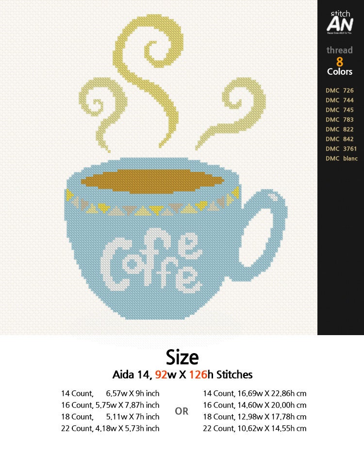 COFFEE Cross Stitch Pattern Pdfcross Stitch Chartcounted | Etsy