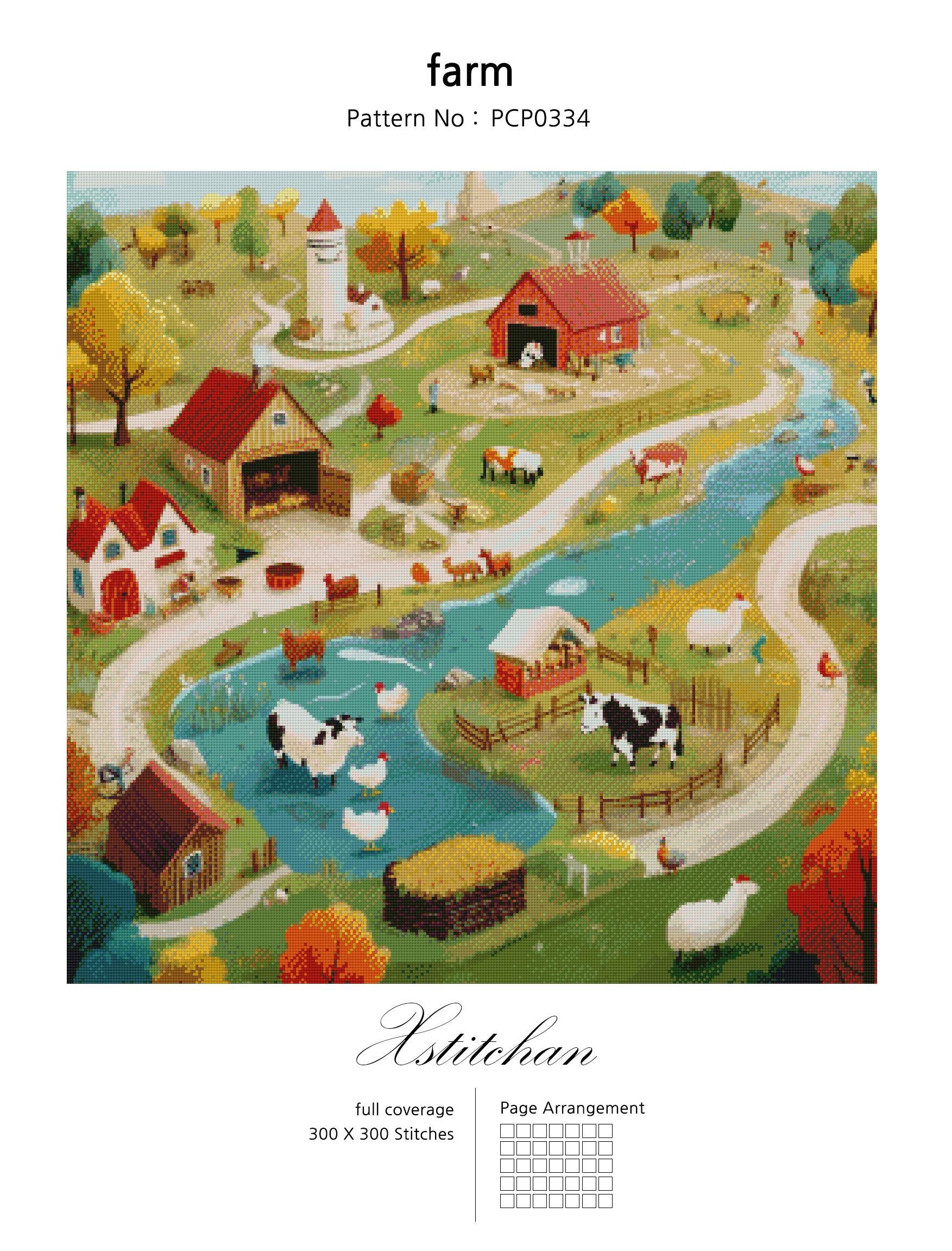 PCP0334 Farm Full Coverage Cross Stitch Pattern PDF Cross Stitch Chart ...