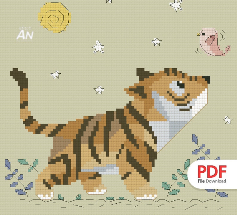 TIGER Cross Stitch Pattern Pdfcross Stitch Chartcounted - Etsy