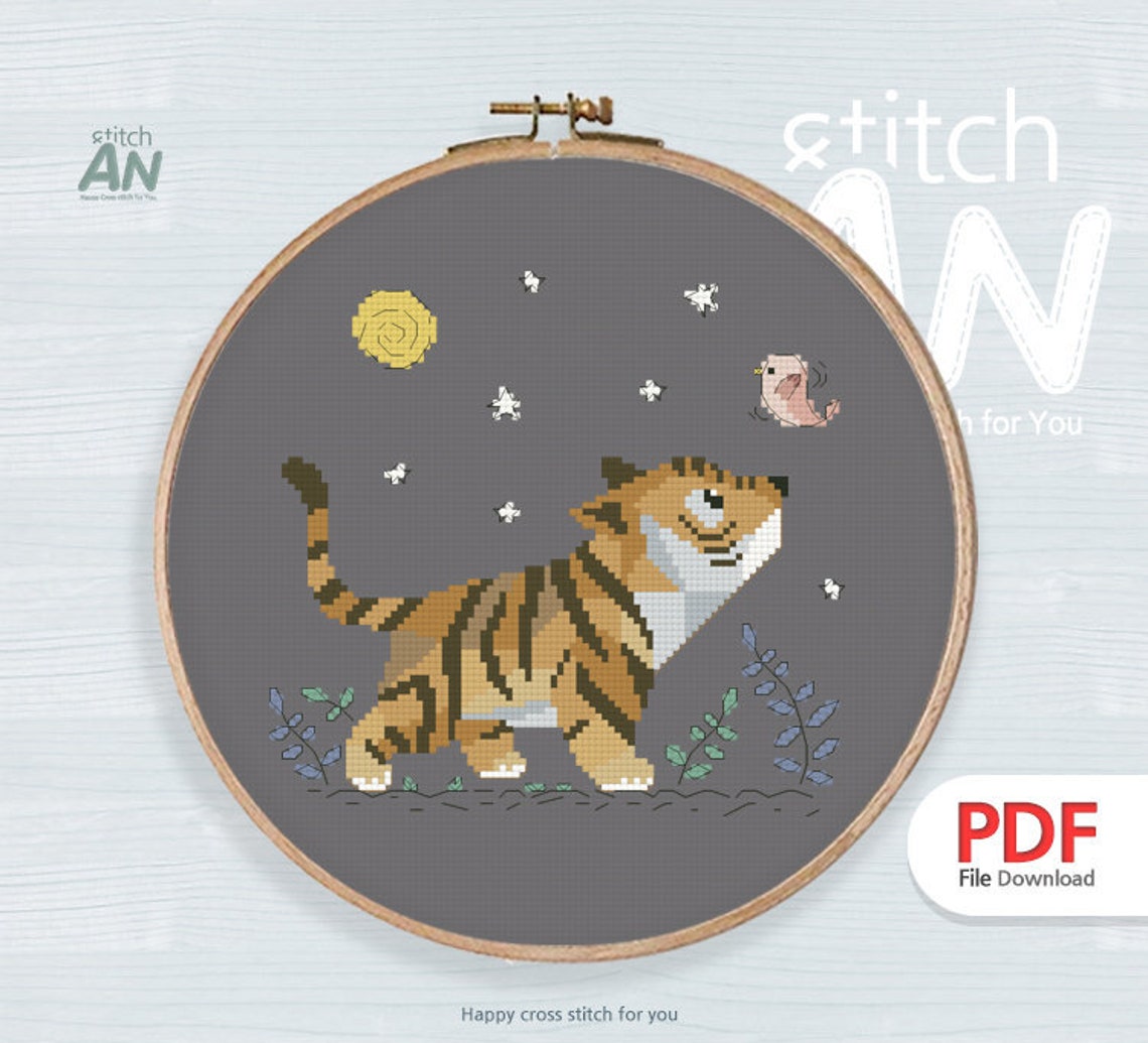TIGER Cross Stitch Pattern Pdfcross Stitch Chartcounted - Etsy
