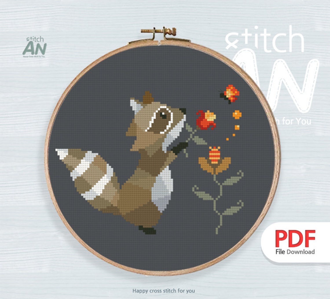 RACCOON Cross Stitch Pattern Pdfcross Stitch Chartcounted - Etsy Canada