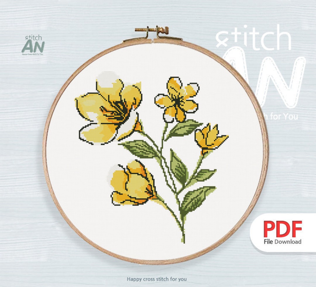 FLOWER Cross Stitch Pattern Pdf,cross Stitch Chart,counted Cross Stitch ...