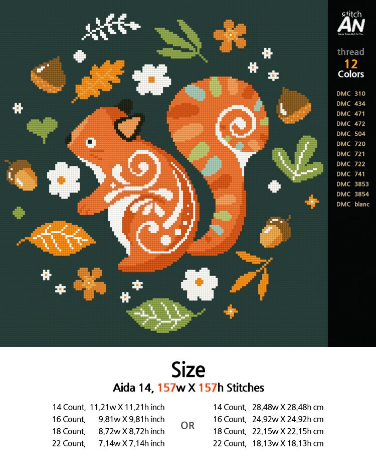Squirrel Cross Stitch Pattern Pdfcross Stitch Chartcounted - Etsy