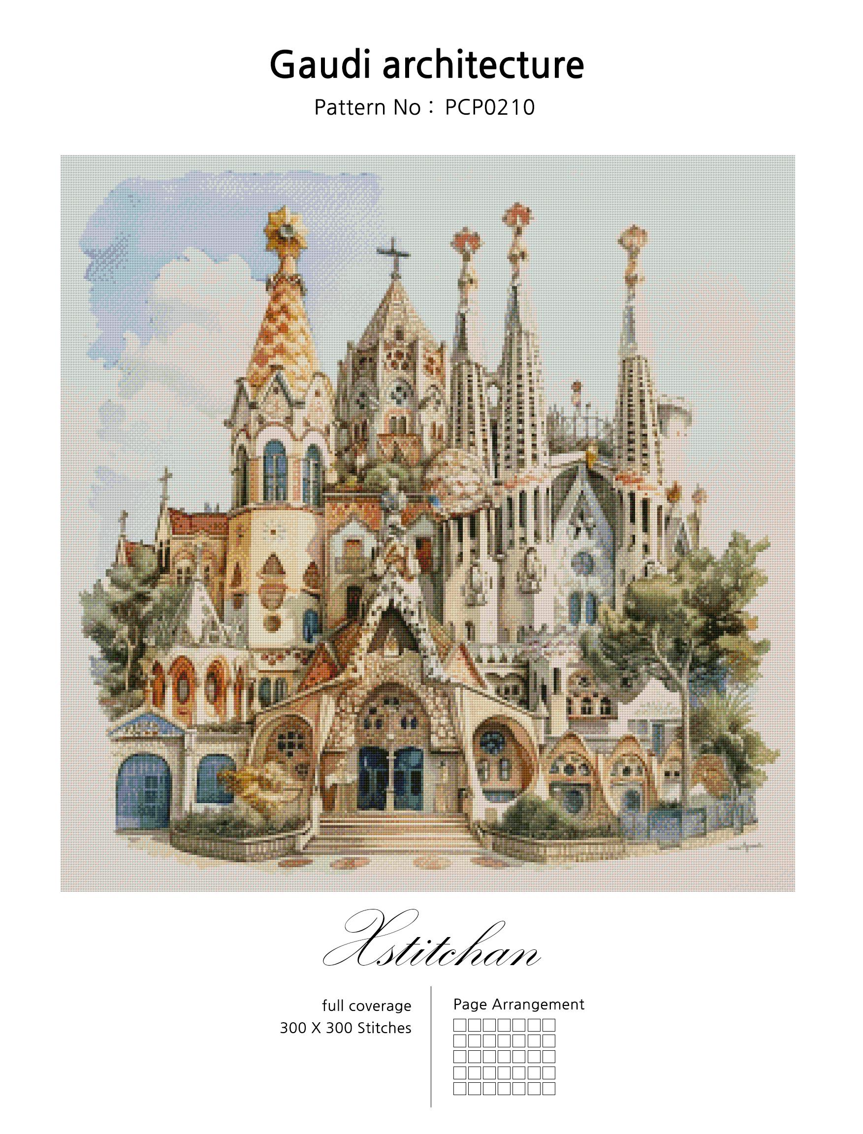 PCP0218 Gaudi Architecture PDF Full Coverage Cross Stitch Pattern ...